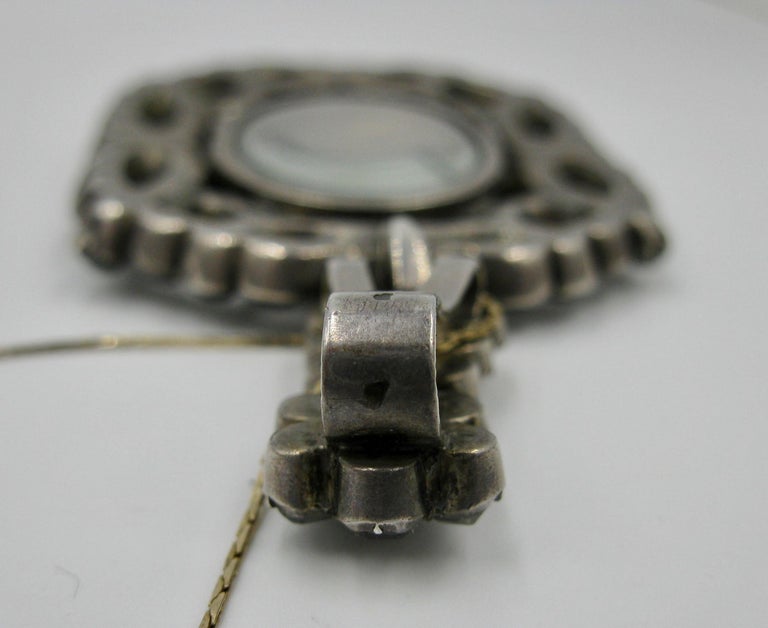 Cherub Locket Pendant 19th Century French Black Dot Paste Silver En ...