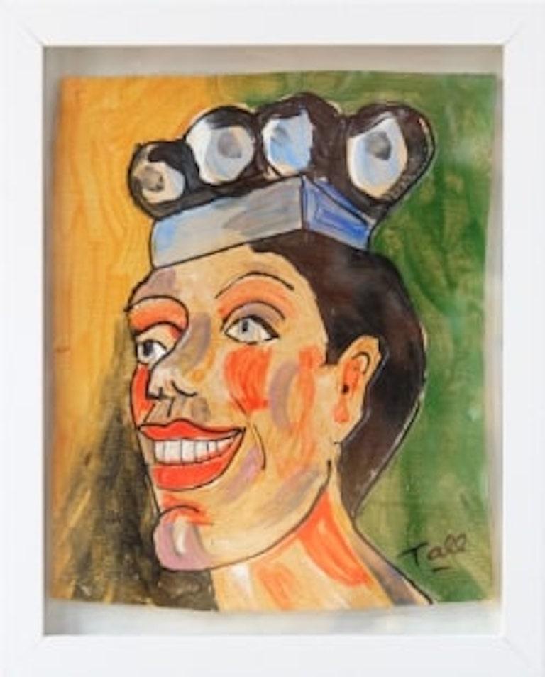 Cheryl Tall - Figurative Painting on Tile, "Miranda" For Sale at 1stDibs