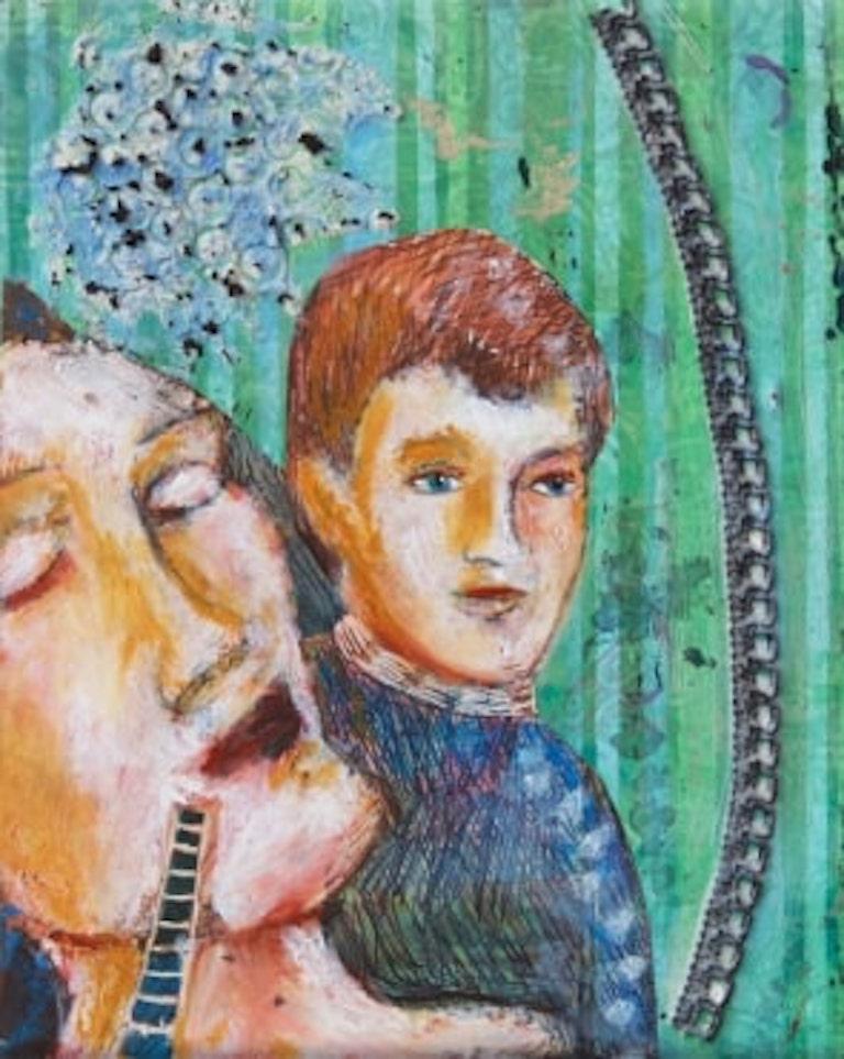 Cheryl Tall - Surrealist Mixed Media Artwork, "Ladders" For Sale at 1stDibs