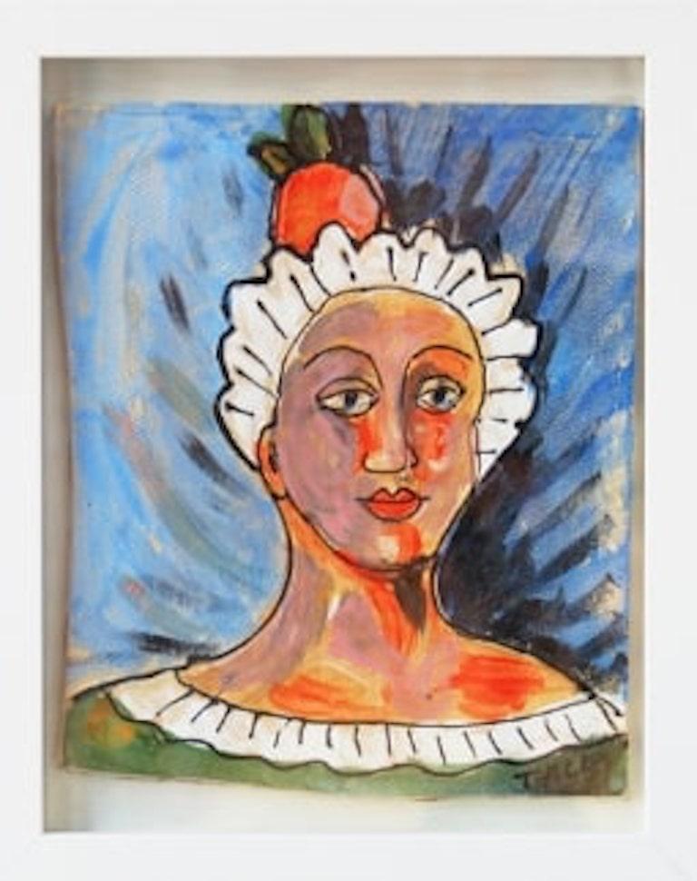 Cheryl Tall - Surrealist Painting on Tile, "Tangerine Zinger" For Sale ...