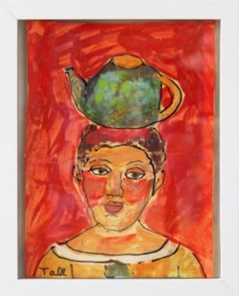 Cheryl Tall - Surrealist Painting on Tile, "Tea For Two" For Sale at ...