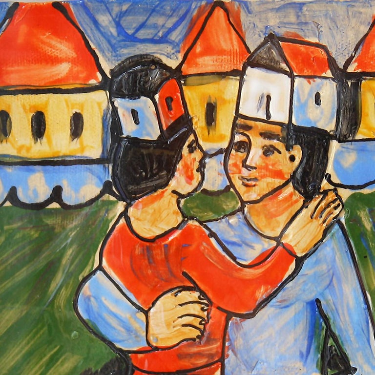 Cheryl Tall - Surrealist Painting on Tile, "Weather Vane" For Sale at ...