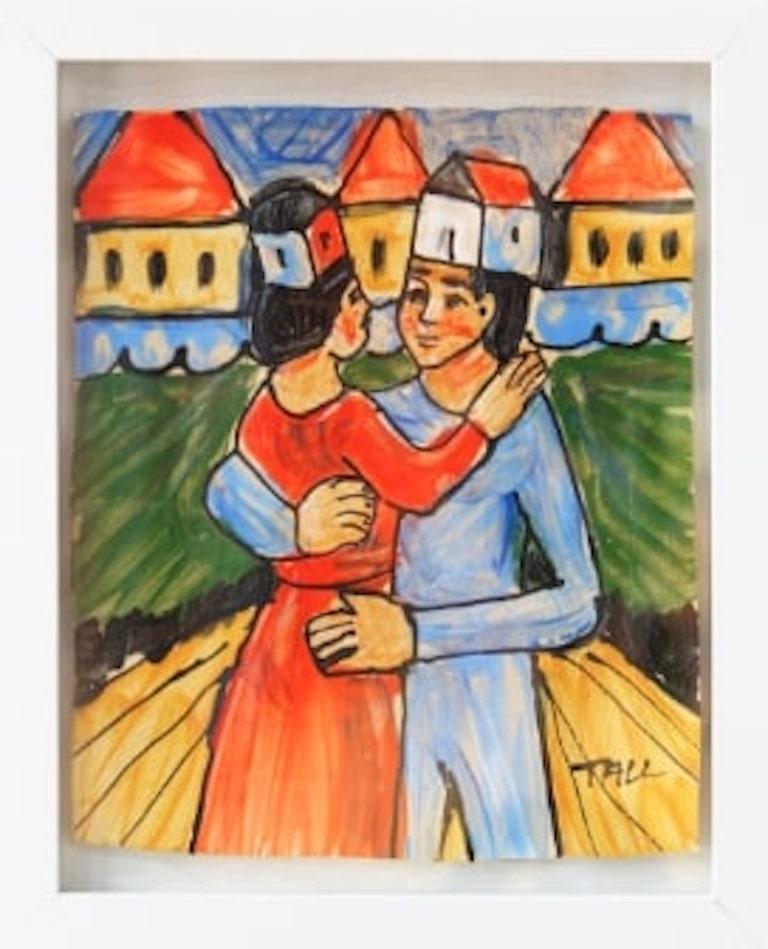 Cheryl Tall - Surrealist Painting on Tile, "Weather Vane" For Sale at ...