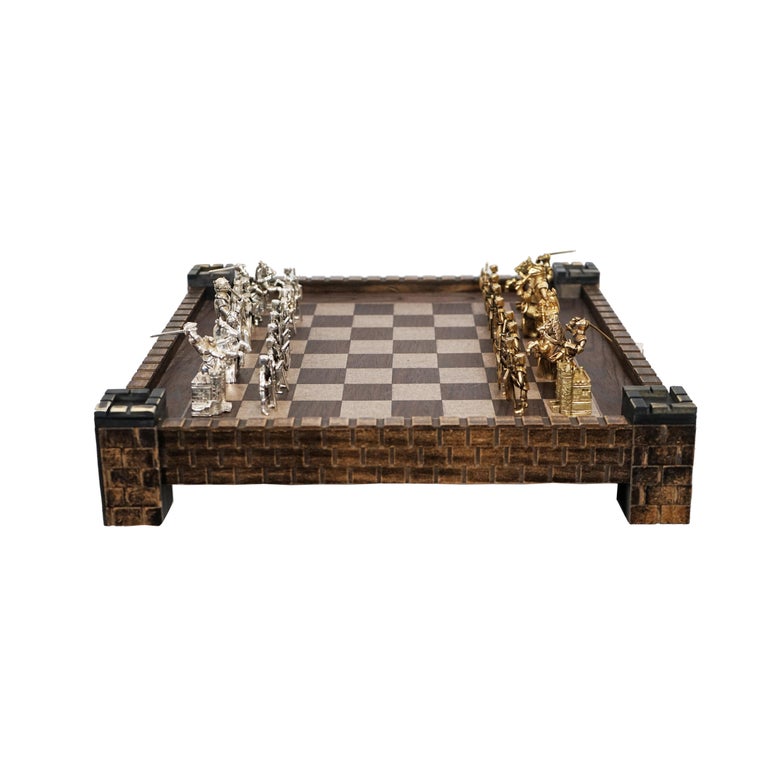 Chess Set in Solid Yellow Gold and Sterling Silver at 1stDibs