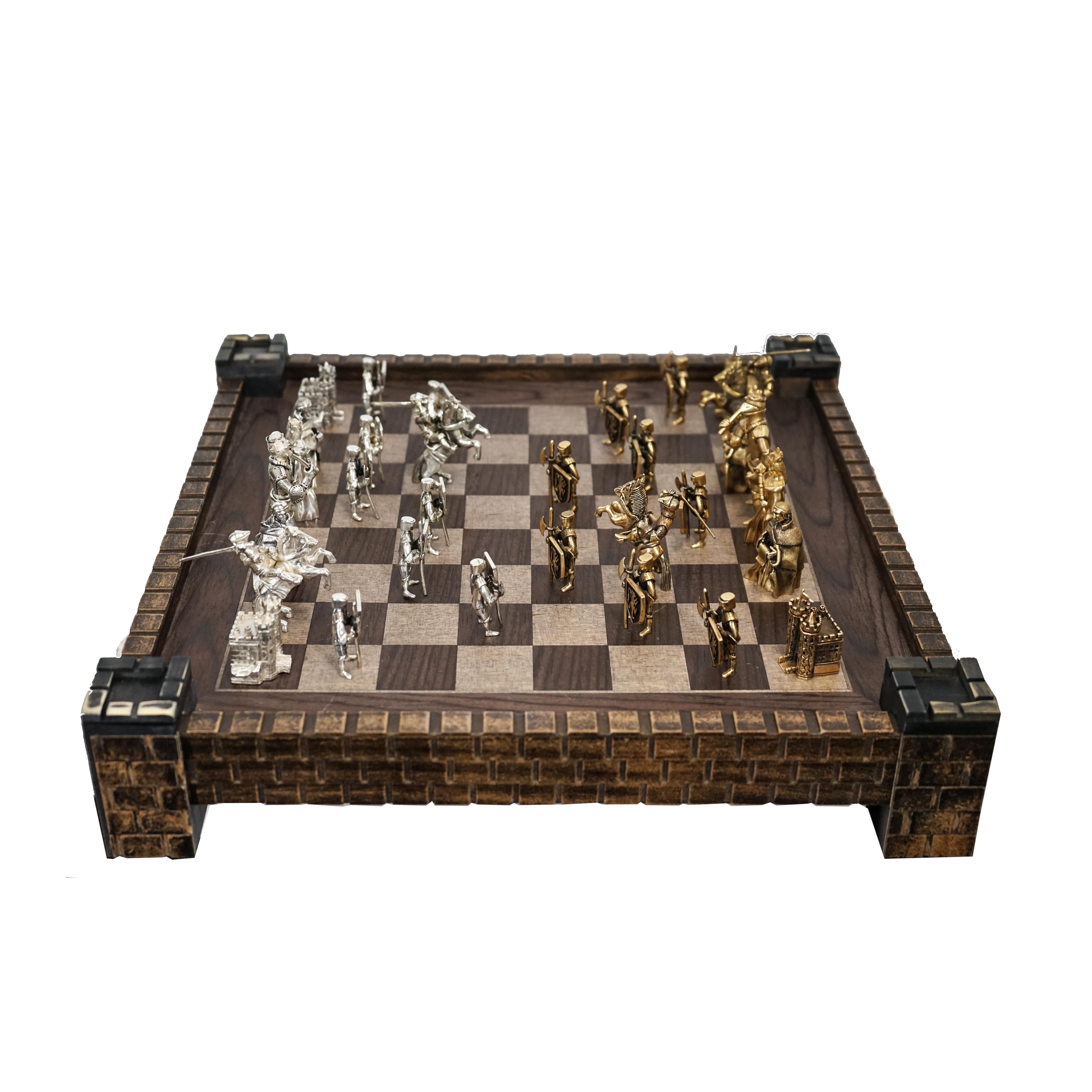 Chess Set in Solid Yellow Gold and Sterling Silver at 1stDibs