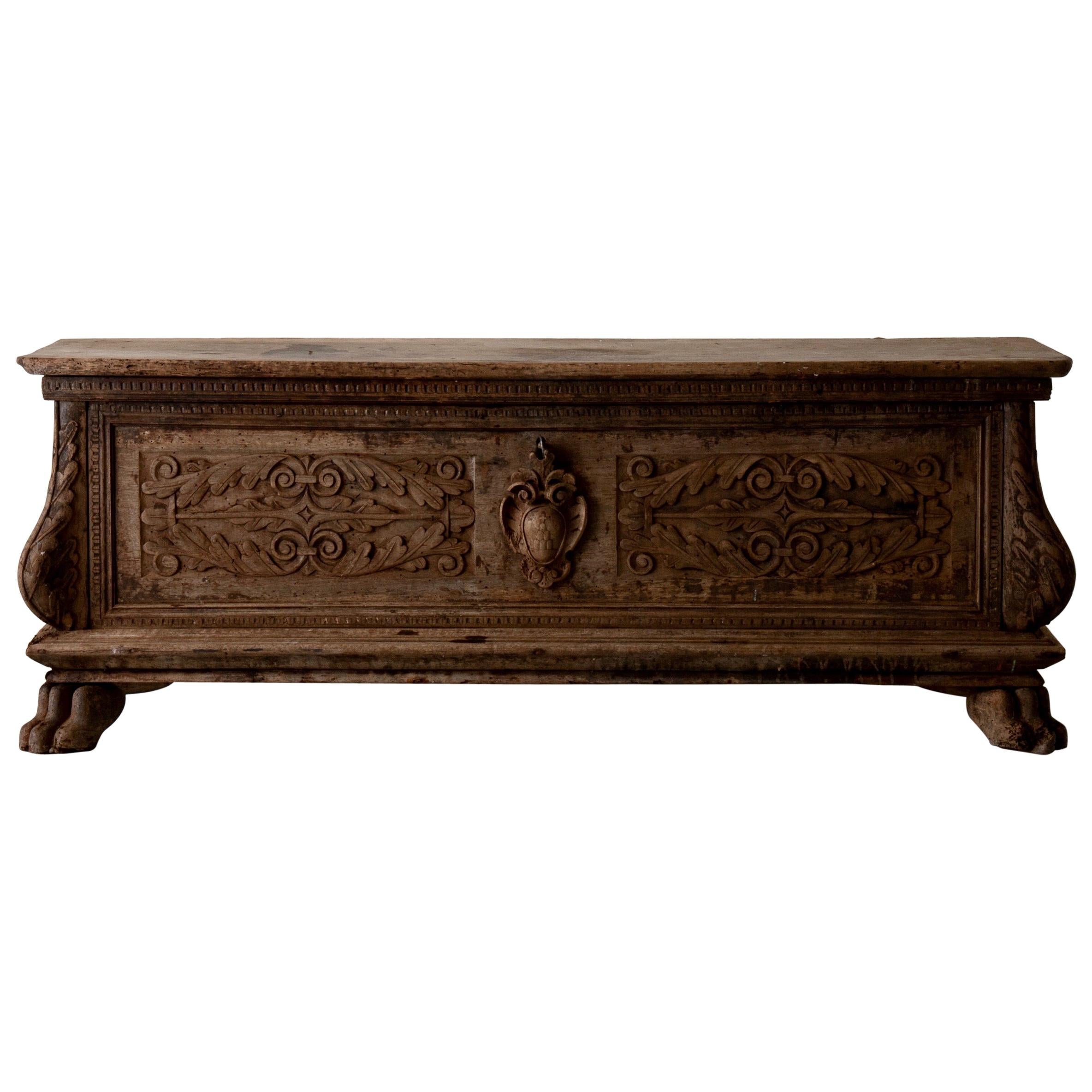 Chest Blanket Cassone Italian Baroque Oak Crest, Italy at 1stDibs