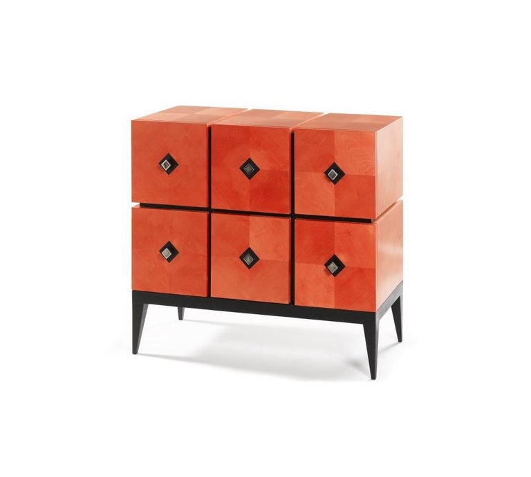 Chest of Drawers "Losange" in Orange Tinted Sycomore Open is Tow ...