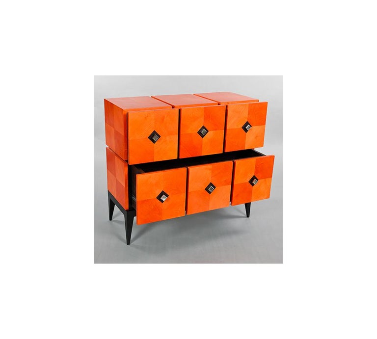 Chest of Drawers "Losange" in Orange Tinted Sycomore Open is Tow ...