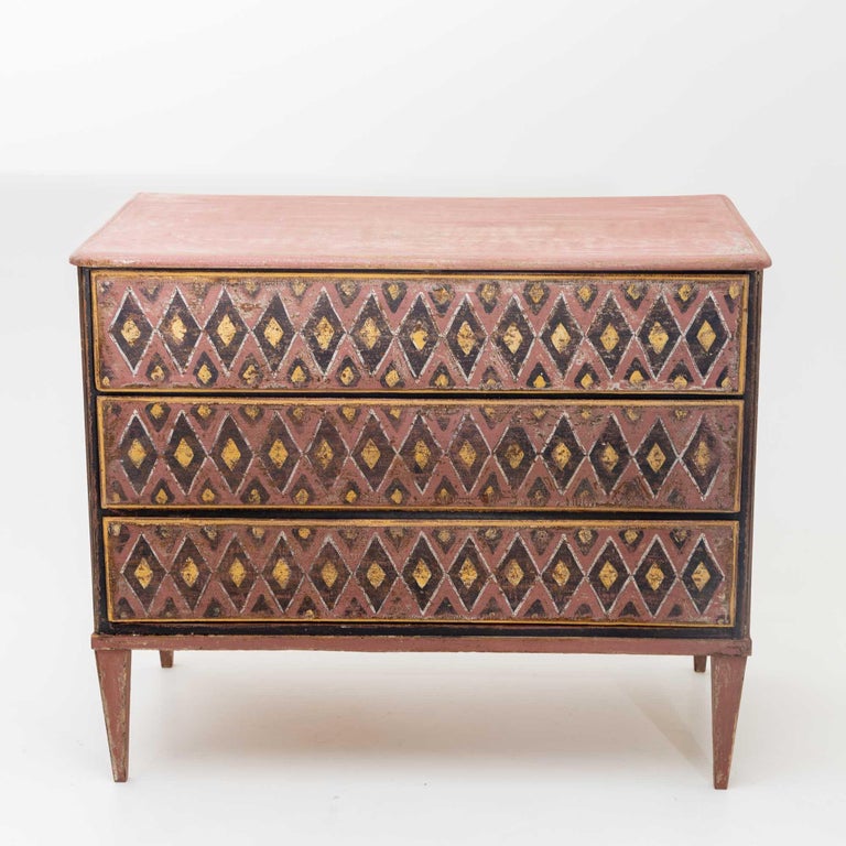 Chest of Drawers with Harlequin Pattern, 19th Century For Sale at 1stDibs