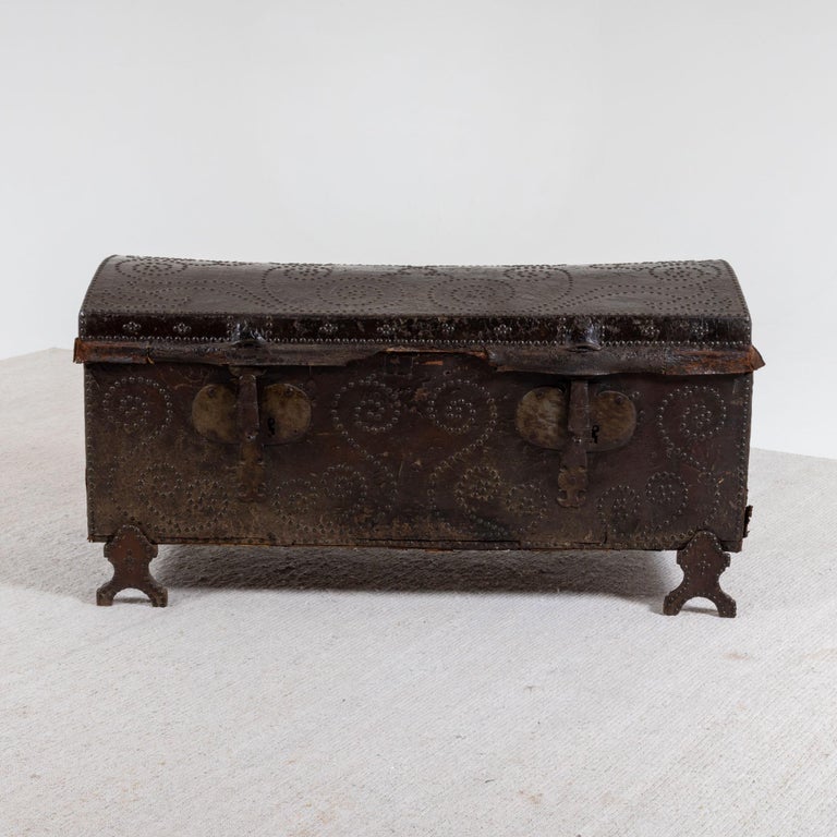 Chest with Leather Cover, Probably Italy 18th Century For Sale at 1stDibs