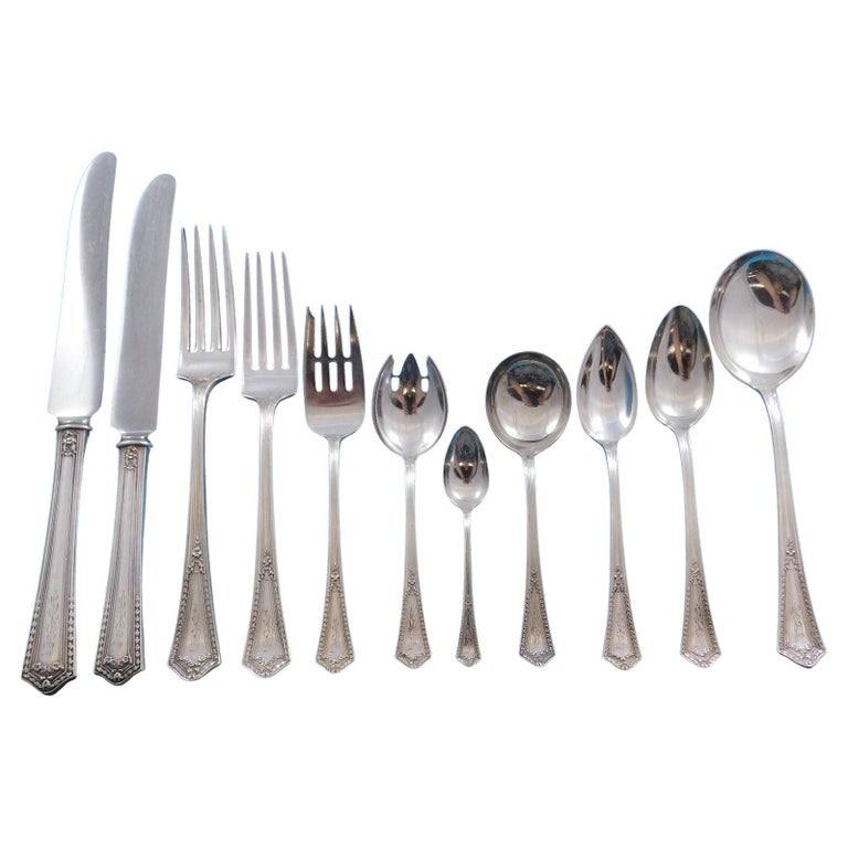 Chesterfield by International Sterling Silver Flatware Set 12 Service ...