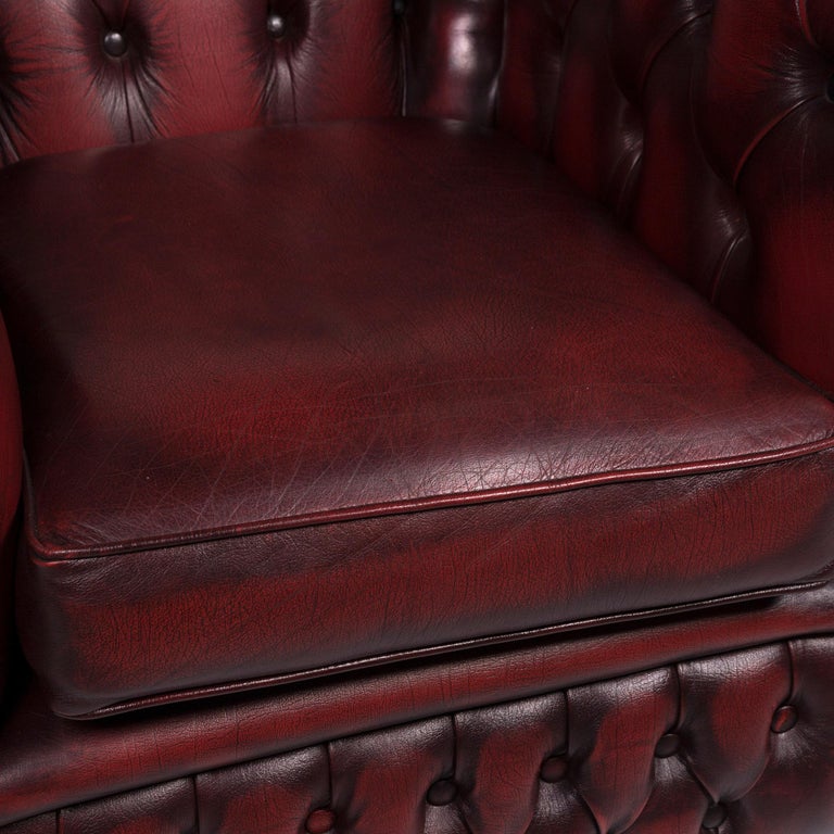 Chesterfield Leather Armchair Red Wine Red Retro at 1stDibs | red ...