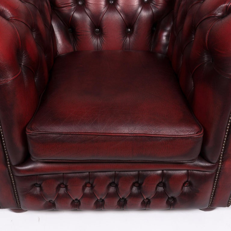 Chesterfield Leather Armchair Red Wine Red Retro at 1stDibs | red ...