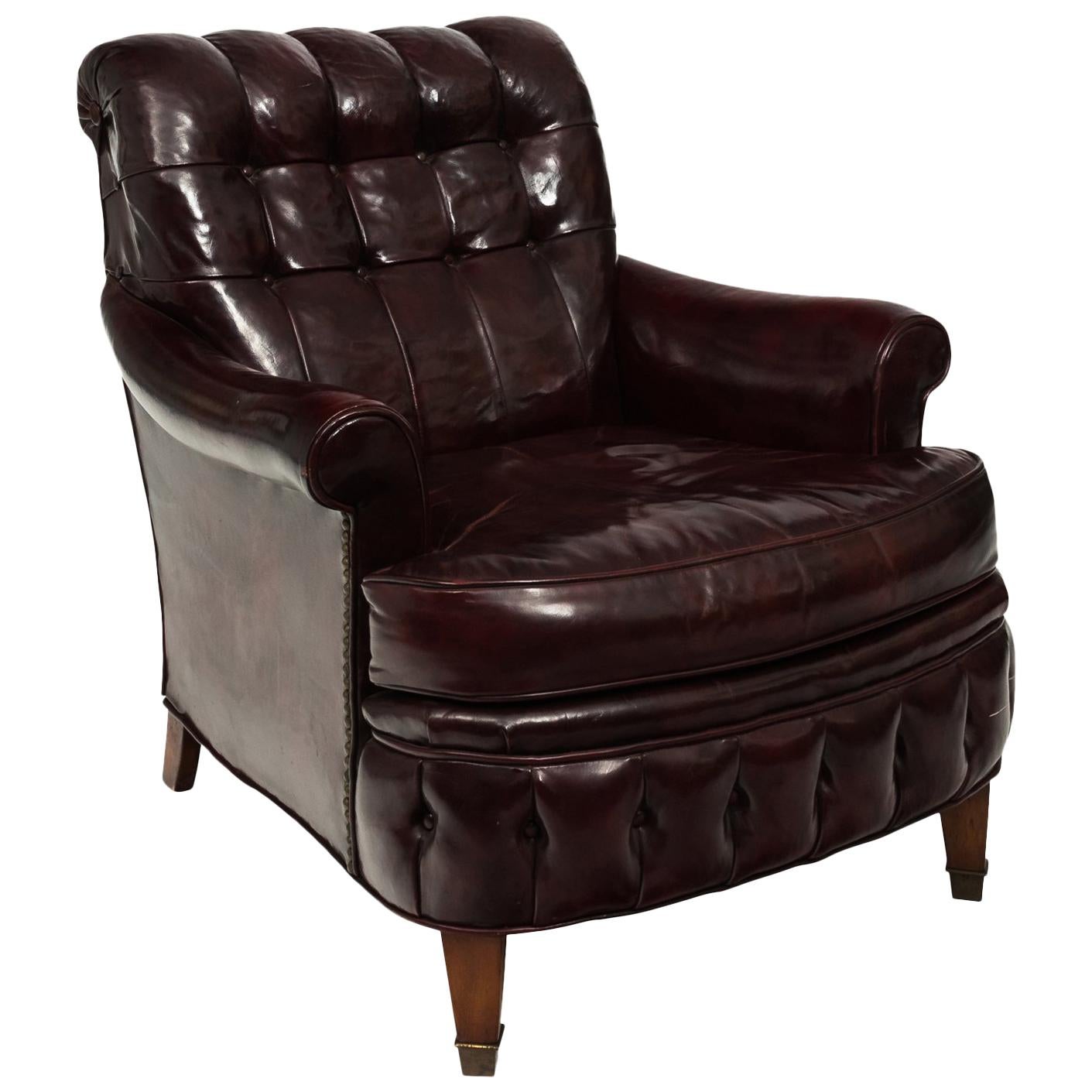 Chesterfield Style Tufted Leather Club Chair at 1stdibs