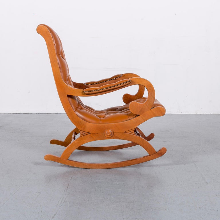 Chesterfield Leather Rocking Chair Brown Cognac One-Seat Vintage Retro ...