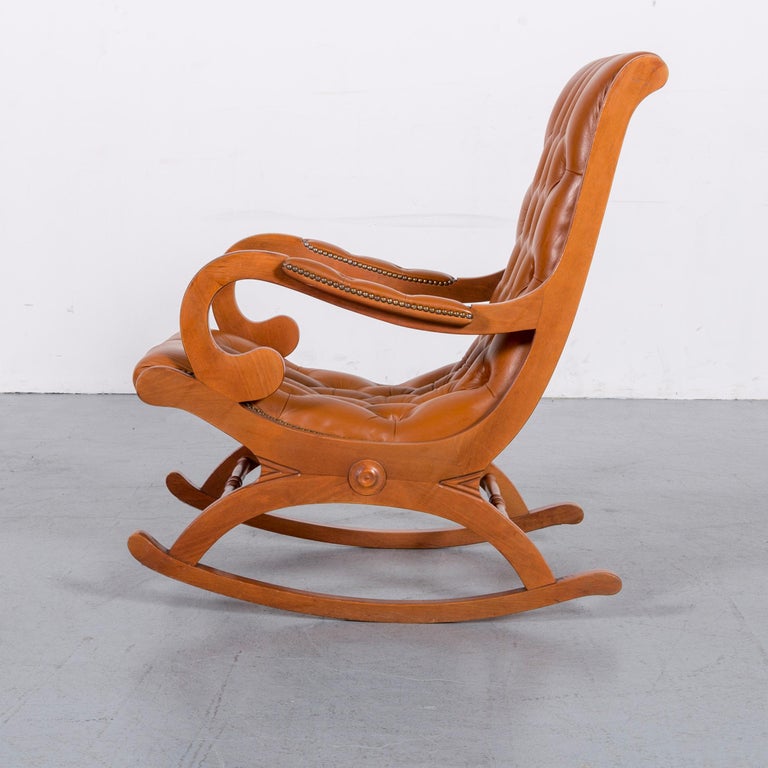 Chesterfield Leather Rocking Chair Brown Cognac One-Seat Vintage Retro ...