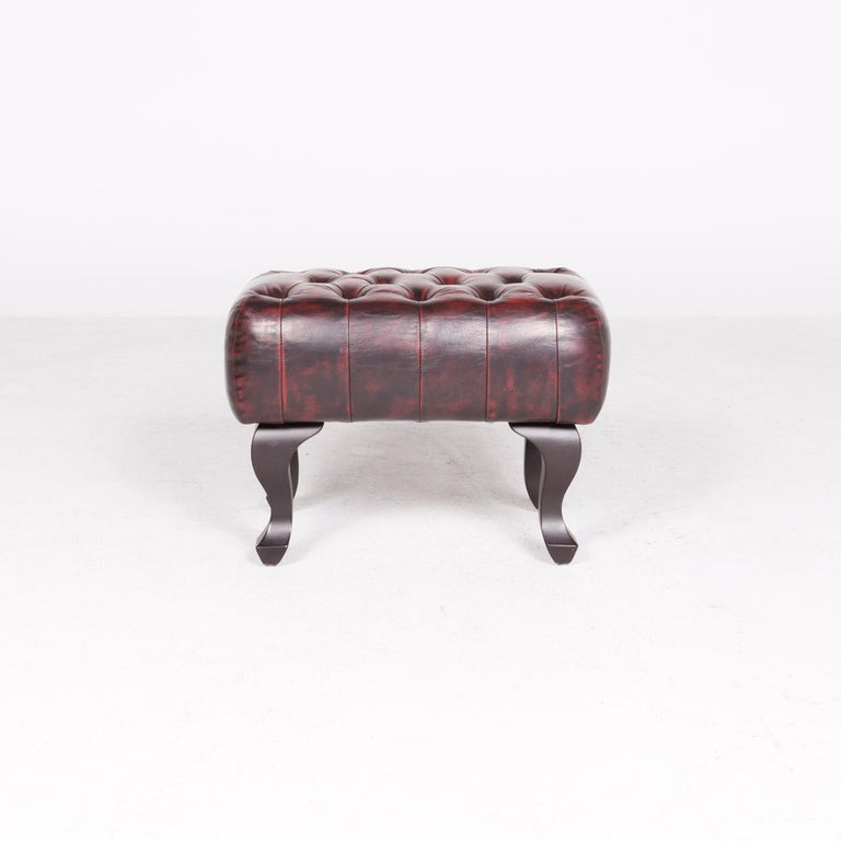 Chesterfield Leather Stool Red Genuine Leather Stool Vintage Retro For ...
