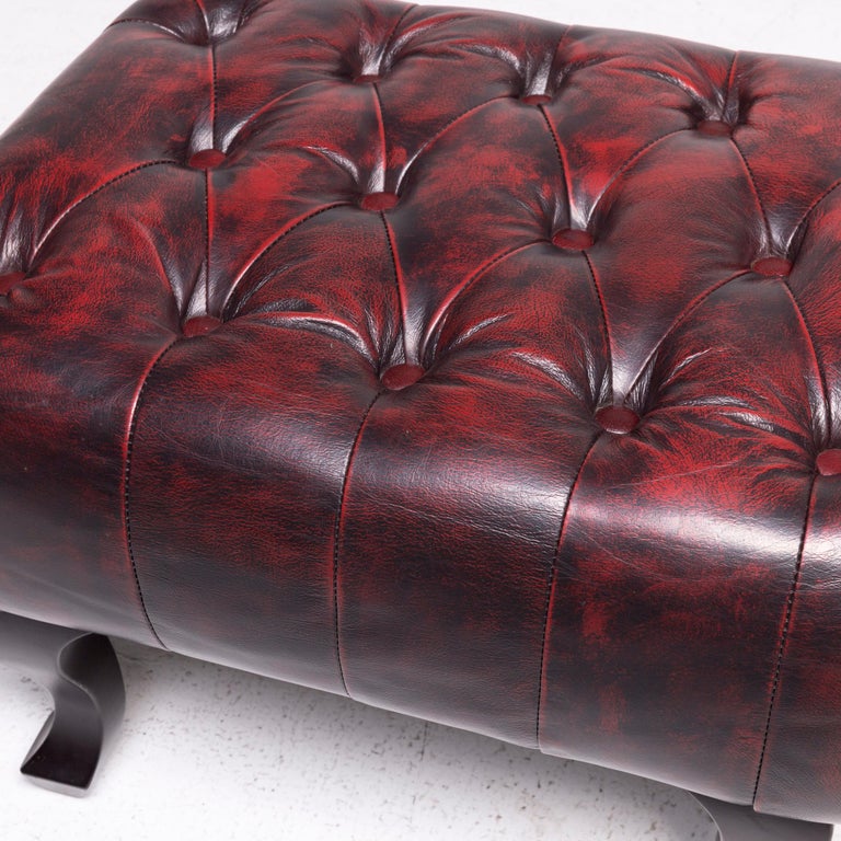 Chesterfield Leather Stool Red Genuine Leather Stool Vintage Retro For ...