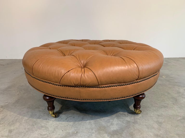 Chesterfield Style Leather Tufted Cocktail Ottoman By Pearson at 1stDibs