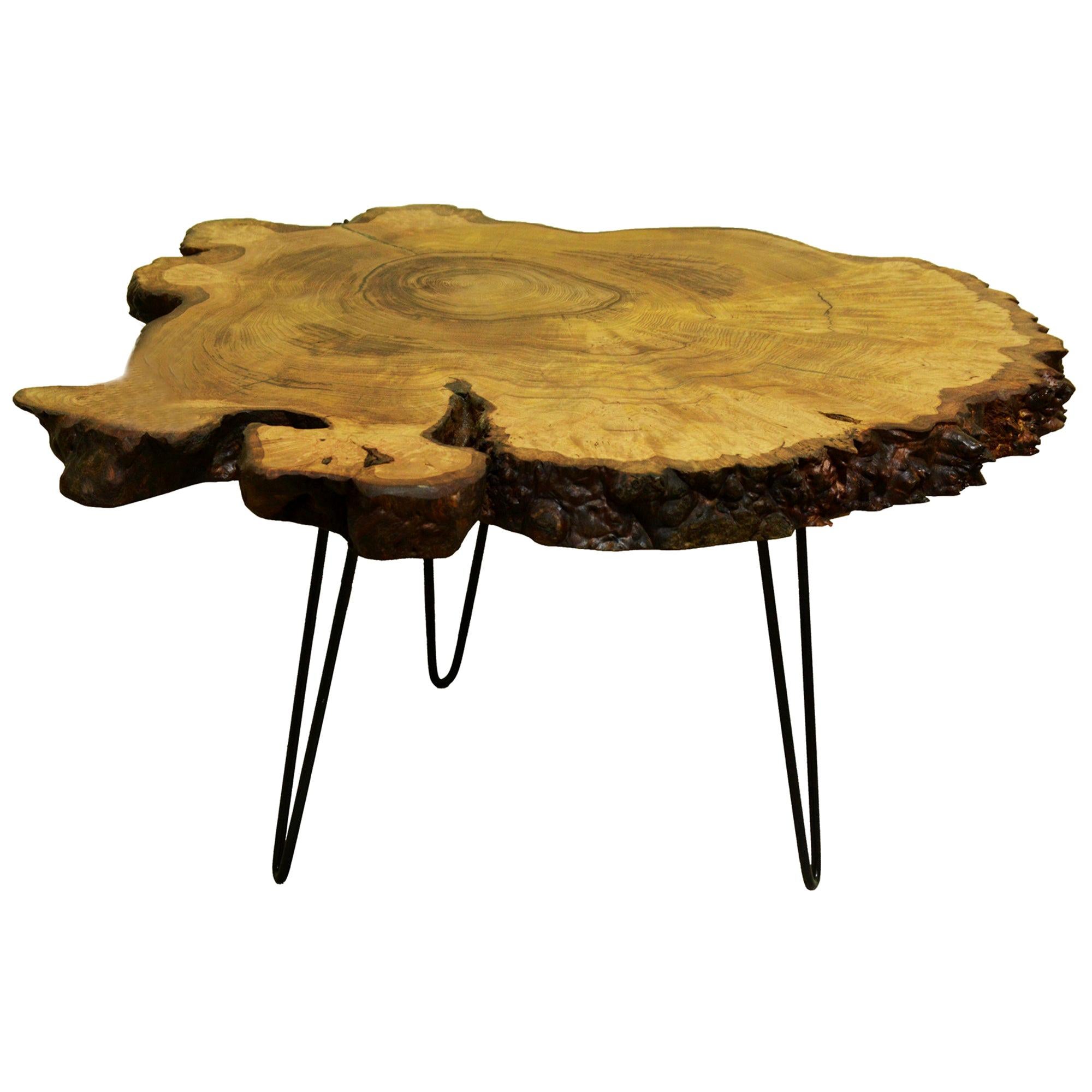 Chestnut Tree Live Edge Coffee Table with Hairpin Legs / LECT125 For ...