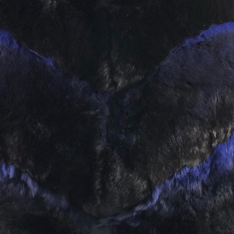 Chevron Blue Castor Rex Rabbit Fur Pillow Euro Cushion For Sale at ...