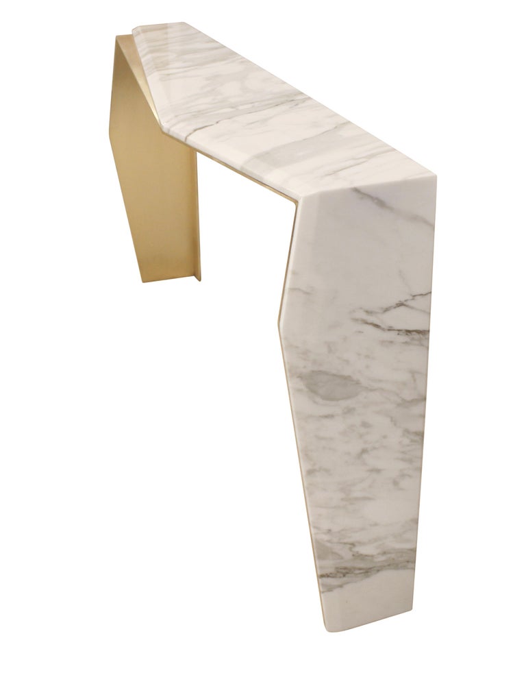 Chevron Brass and Calacatta Gold Marble Console Table For Sale at 1stDibs | calacatta gold ...