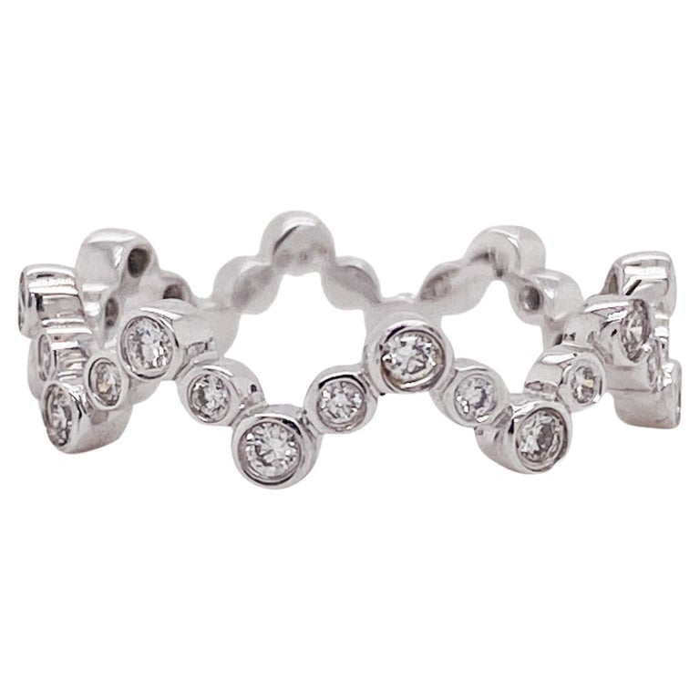 Customizable Chevron Bubble Diamond Band .34ct in 18k White Gold Bezel Zig Zag Stackable Ring ...