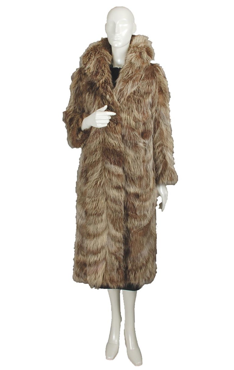 Chevron Pelt 3/4 Length Collegiate Raccoon Fur Homecoming Stadium Coat ...