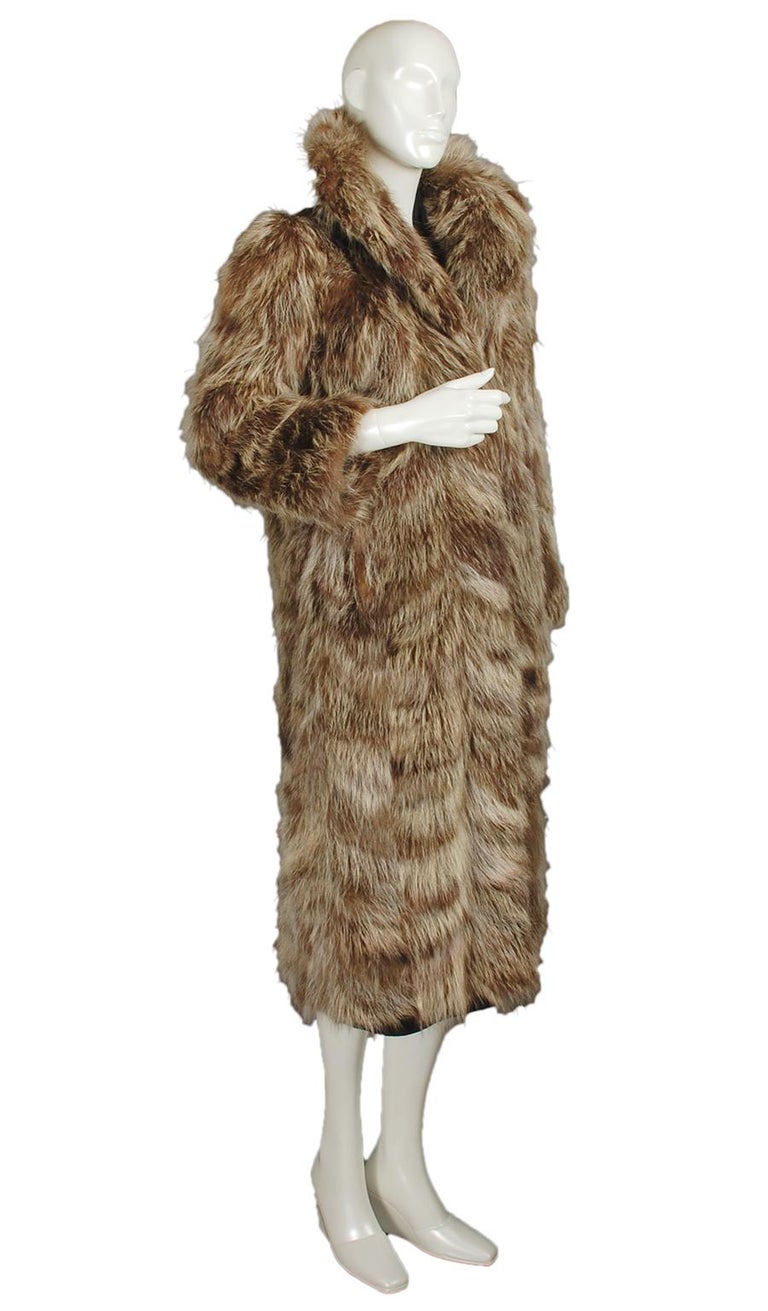 Chevron Pelt 3/4 Length Collegiate Raccoon Fur Homecoming Stadium Coat ...