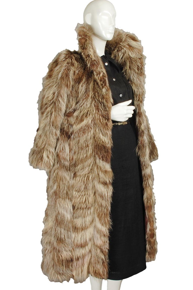 Chevron Pelt 3/4 Length Collegiate Raccoon Fur Homecoming Stadium Coat ...