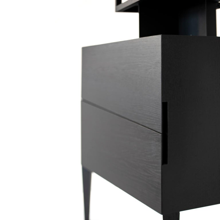 Contemporary Commode or Cabinet by Studio 1+11 , Black wood 21st Cent ...