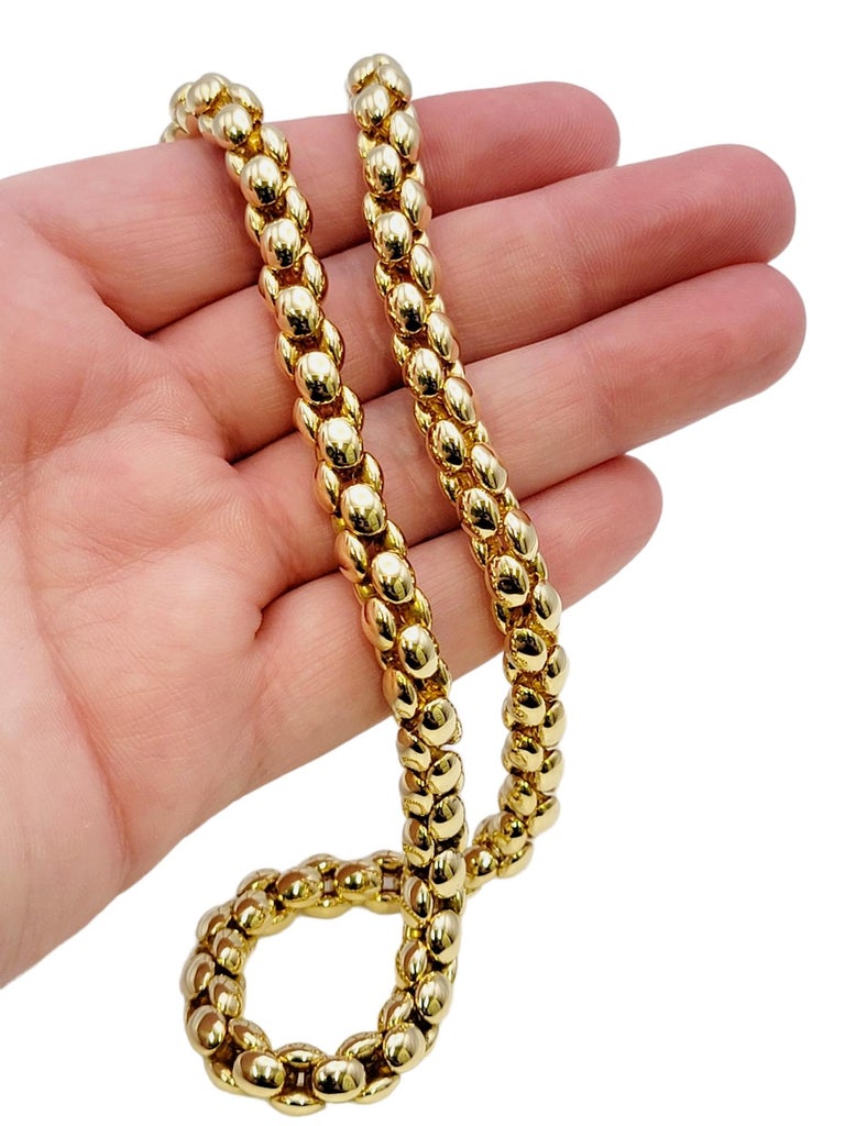 Chiampsean Polished 18 Karat Yellow Gold Chunky Popcorn Chain Necklace ...