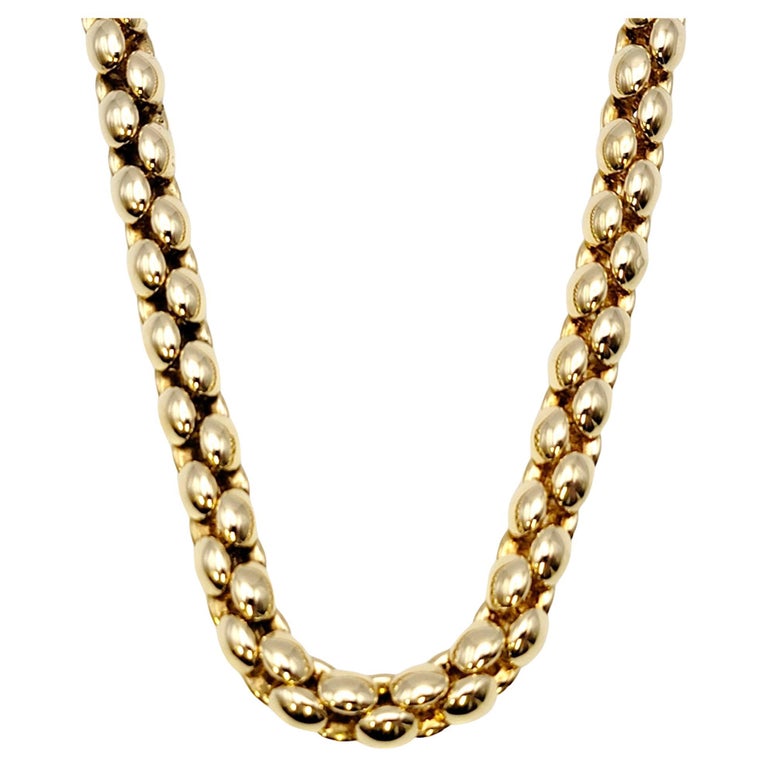 Chiampsean Polished 18 Karat Yellow Gold Chunky Popcorn Chain Necklace ...