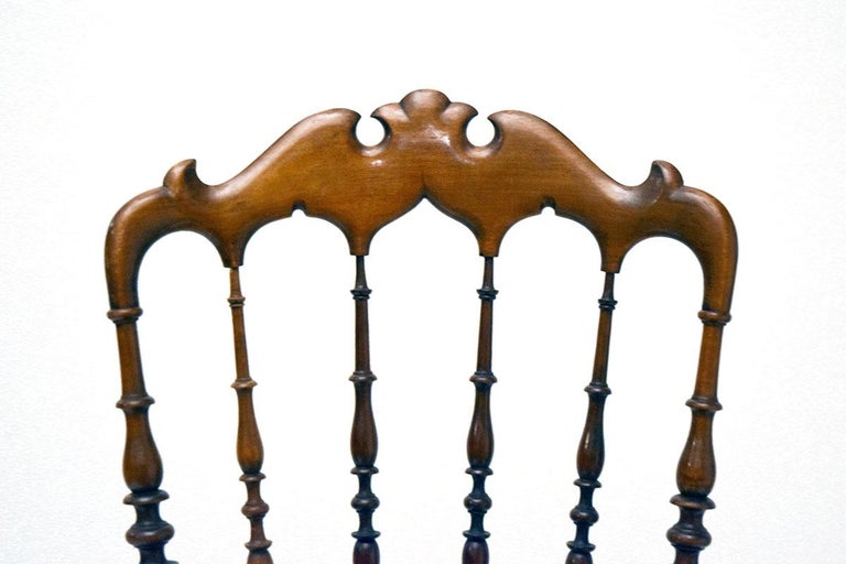 Chiavarina Chairs in Cherry Wood and Straw Seat, Early 20th Century, Set of Four For Sale at 1stDibs