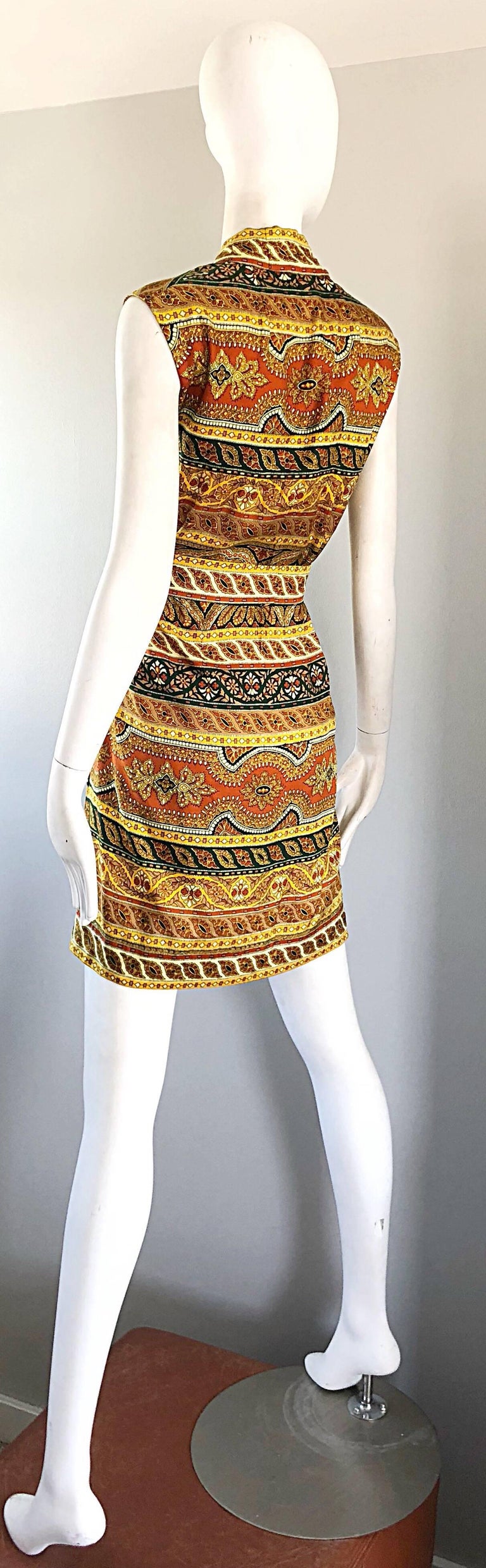 Chic 1960s Donald Brooks Batik Ethnic Print Vintage 60s Silk Wrap Dress ...