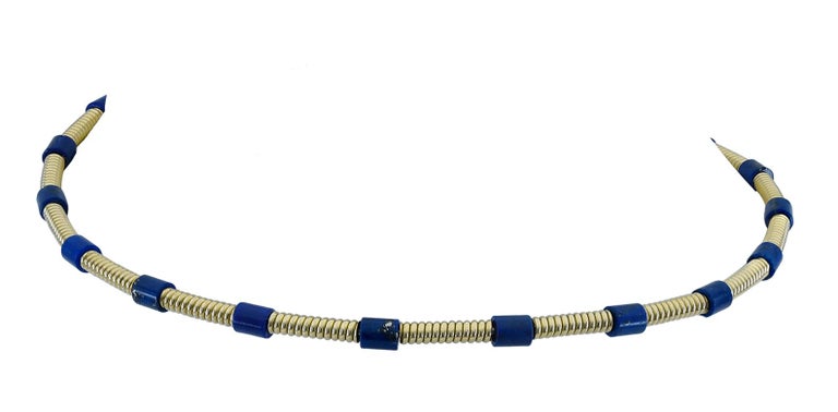 Chic Cartier Gold and Lapis Choker at 1stDibs
