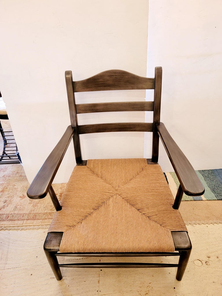 Chic Classic Single Large Club Chair with Rush Seat and New Upholstery ...