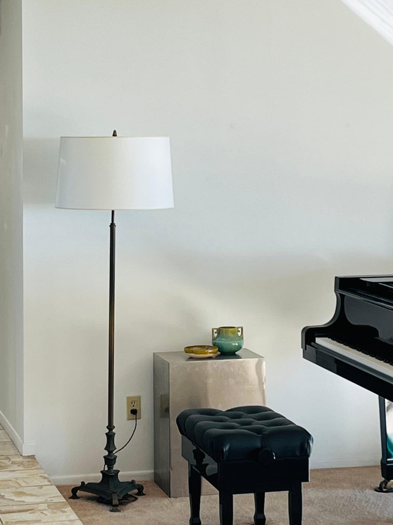 Chic French 40's Neoclassical Bronze Floor Lamp in the Style of Maison ...