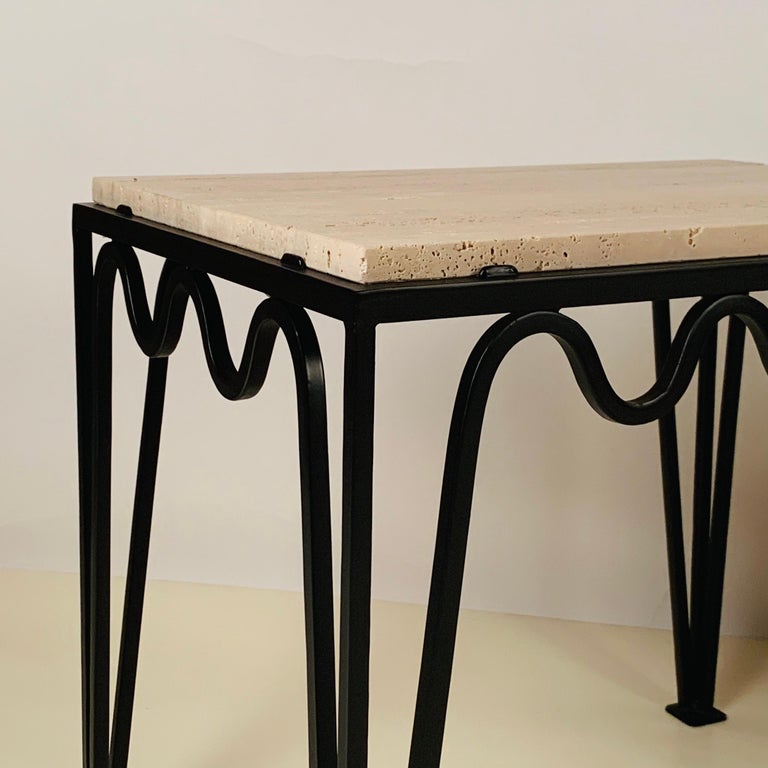 Chic Grooved Travertine Meandre Side Table by Design Frères For Sale at ...