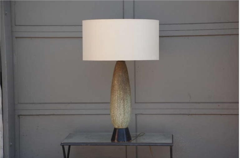 Chic Heavy Studio Ceramic Oblong Lamp For Sale at 1stDibs