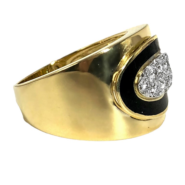 Chic Italian 18K Yellow Gold, Diamond and Black Enamel, Unisex Cigar ...