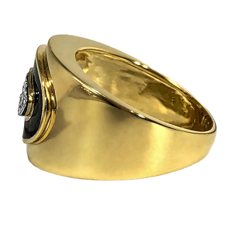 Chic Italian 18K Yellow Gold, Diamond and Black Enamel, Unisex Cigar ...