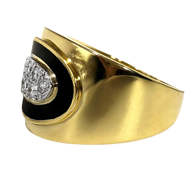 Chic Italian 18K Yellow Gold, Diamond and Black Enamel, Unisex Cigar ...