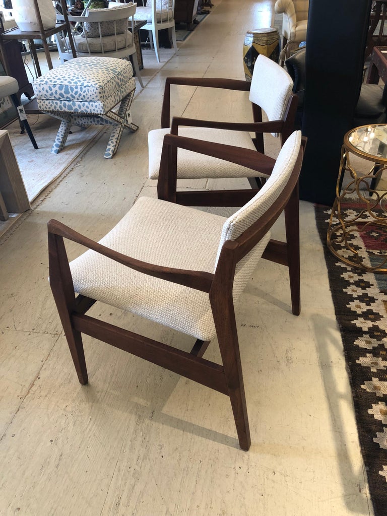 Chic Pair of Danish Mid-Century Modern Teak and Upholstered Arm Chairs ...