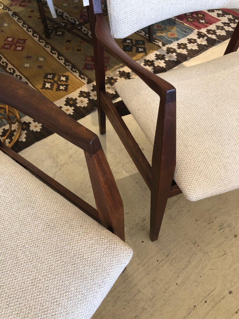 Chic Pair of Danish Mid-Century Modern Teak and Upholstered Arm Chairs ...