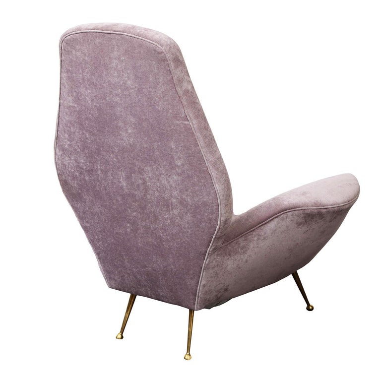 Chic Pair of Italian "Tulip" Chairs in Lavender Velvet 1950s at 1stDibs