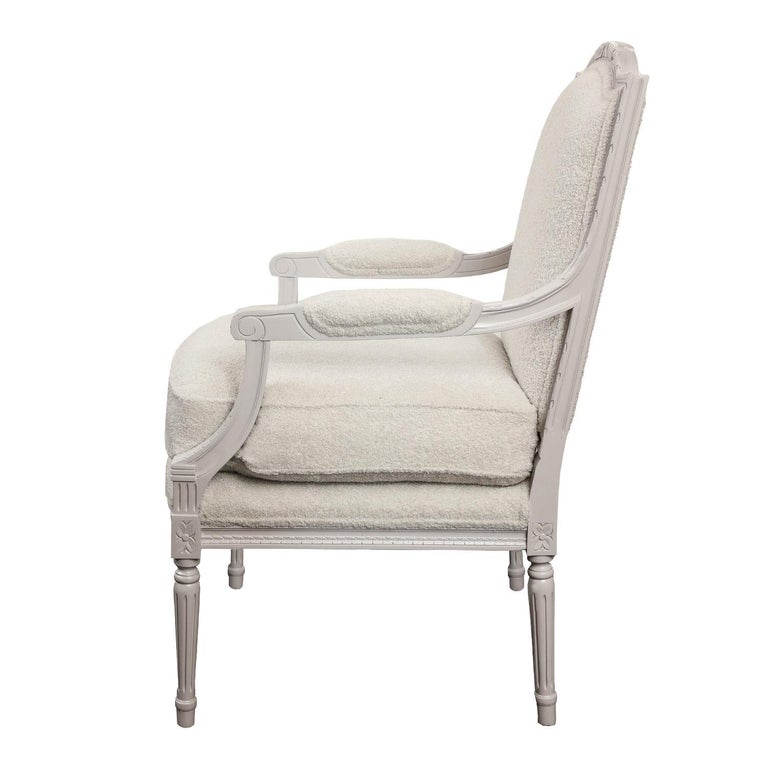 Chic Pair of Painted Louis VI Style Fauteuil For Sale at 1stDibs