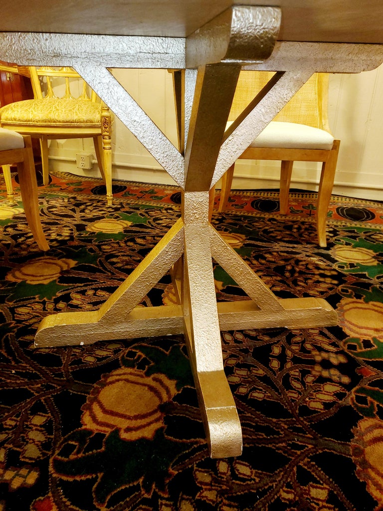 Chic Round Contemporary Blonde Oak and Gilt Dining Table For Sale at ...