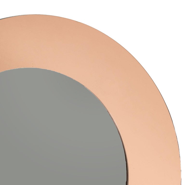 Chic Round Copper and Smoked Stacked Mirror, 1970s For Sale at 1stDibs