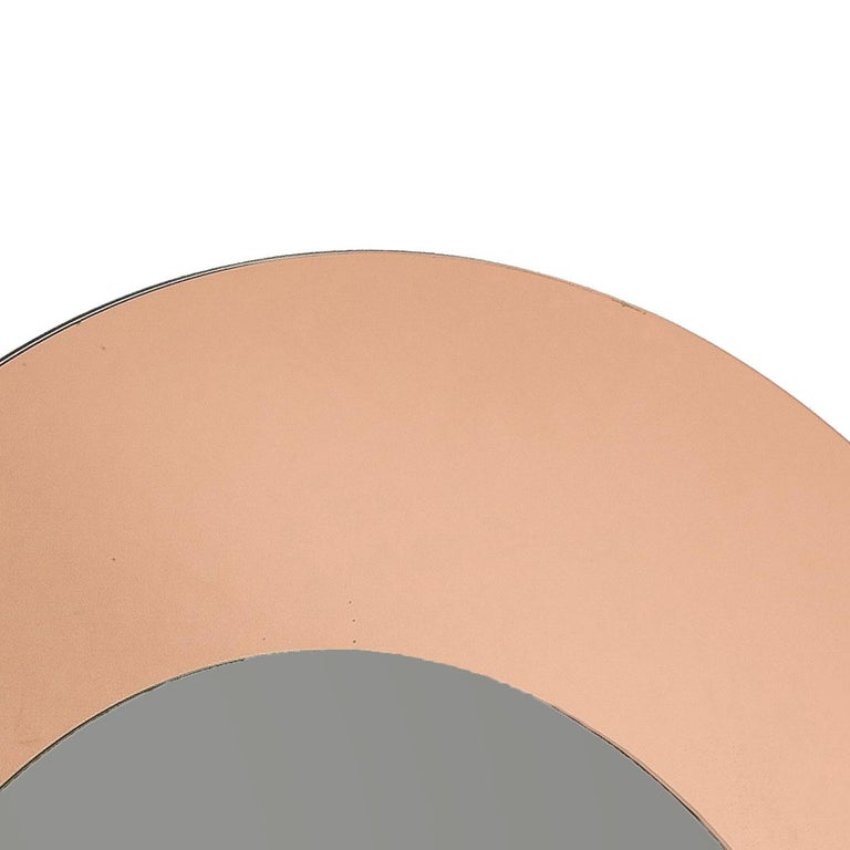 Chic Round Copper and Smoked Stacked Mirror, 1970s For Sale at 1stDibs